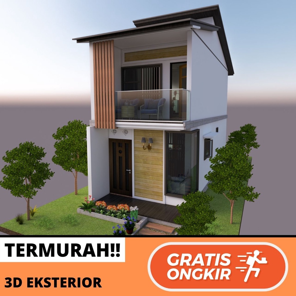 Jual Jasa Desain Arsitek Denah 3D & 3D Eksterior Rumah Minimalist ...