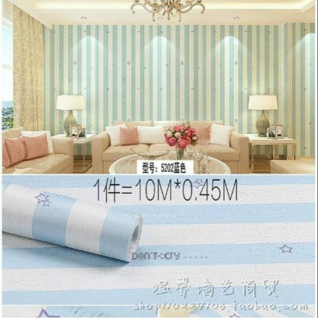 Jual Wallpaper Dinding Sticker Garis Bintang Biru | Shopee Indonesia