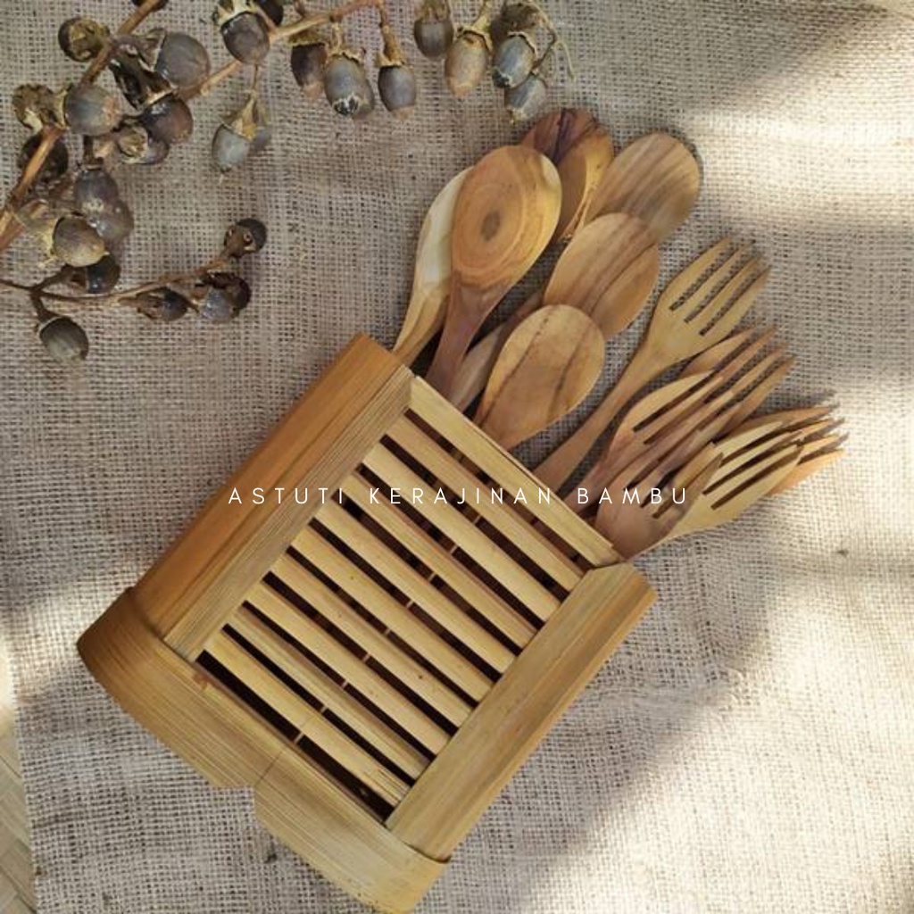 Jual Tempat Sendok BAMBU Kotak PREMIUM DAN MURAH SUDAH FREE PACKING ...