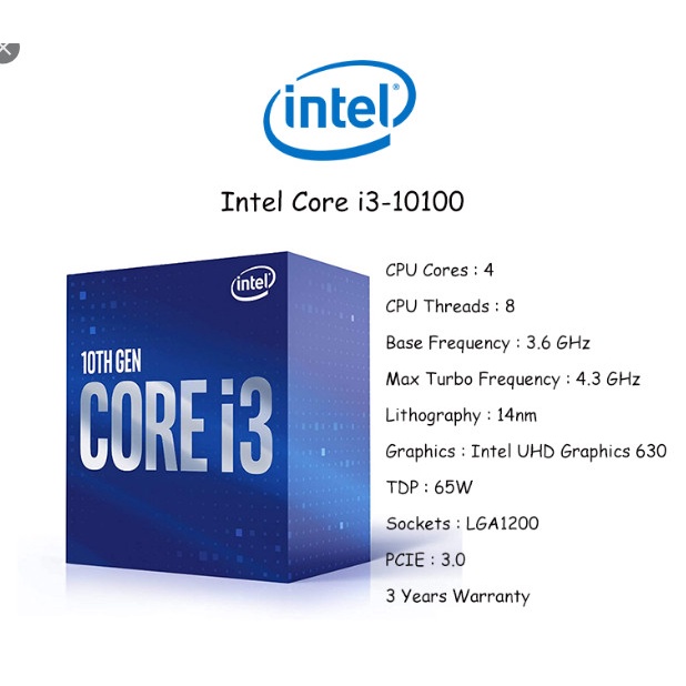 Jual INTEL CORE I3 10100 3.60GHZ LGA1200 PROCESSOR BOX | Shopee Indonesia