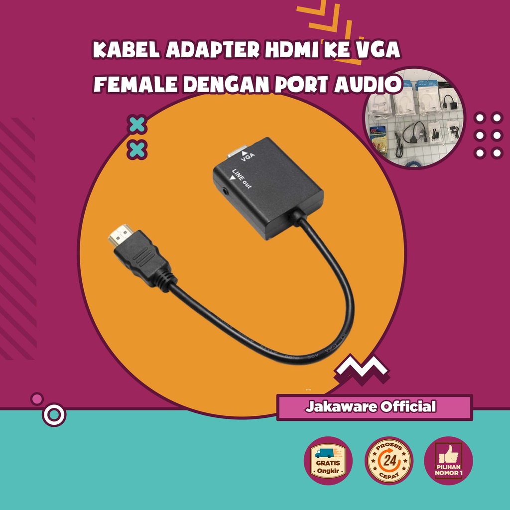 Jual KABEL ADAPTER HDMI KE VGA FEMALE DENGAN AUDIO LAPTOP TV MONITOR NOTEBOOK CONVERTER ...