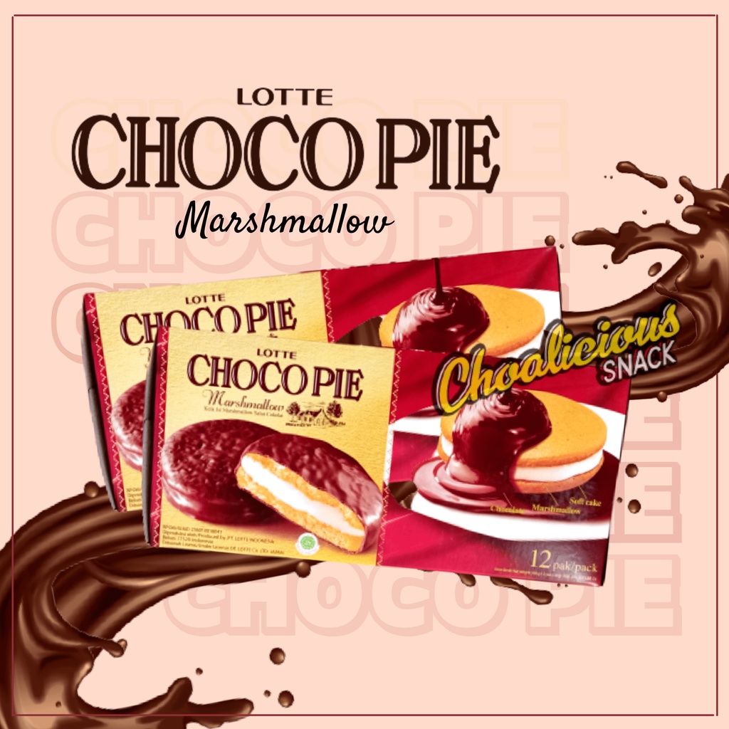 Jual LOTTE CHOCO PIE Chocopie Marshmallow isi 12 pack @28 gram ...