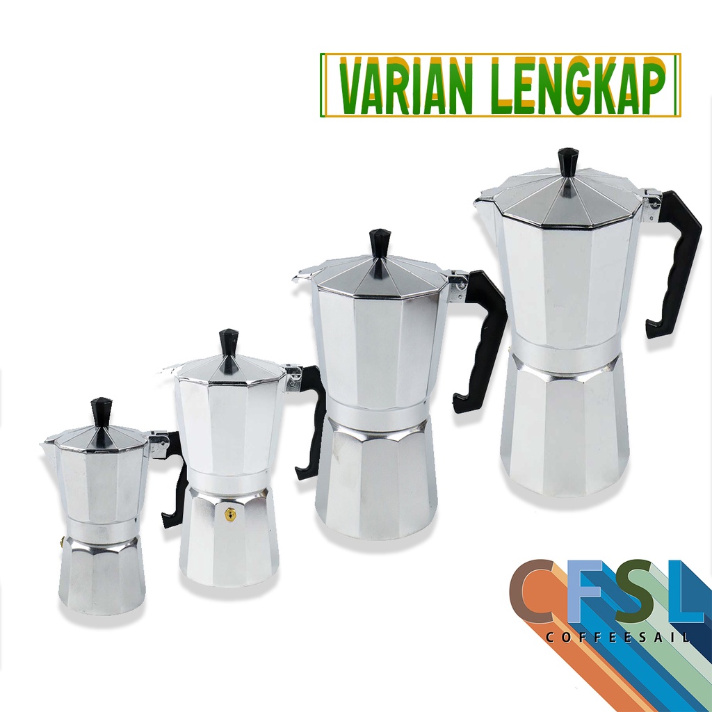 Jual MOKA POT STOVETOP PERKOLATOR MANUAL ESPRESSO COFFEE MAKER 2 6 9 12 ...