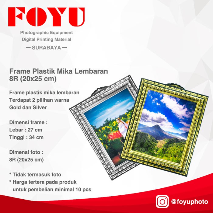 Jual Pigura Bingkai Frame Plastik Mika Lembaran 8R ( 20x25 cm ) 10 pcs ...