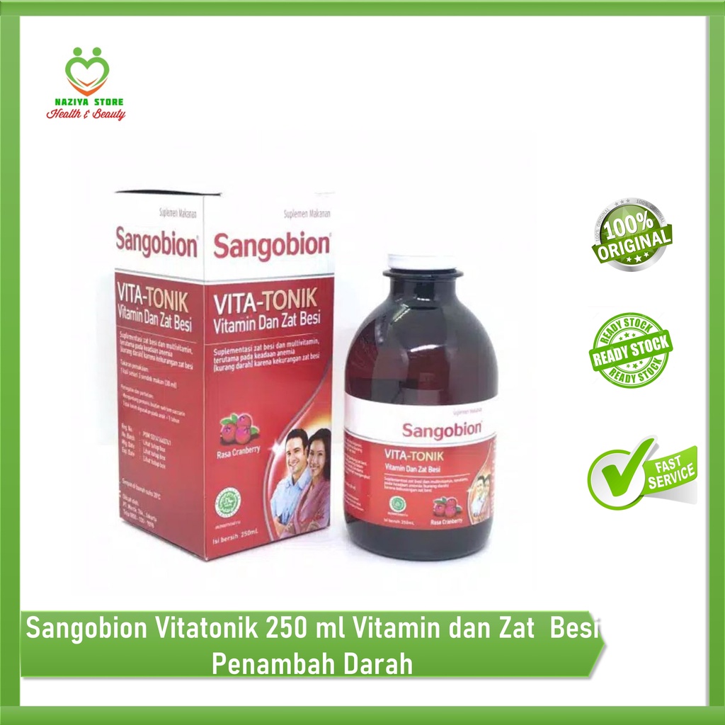Jual SANGOBION VITATONIK 250 ML Suplemen Zat Besi,Multivitamin,Penambah ...