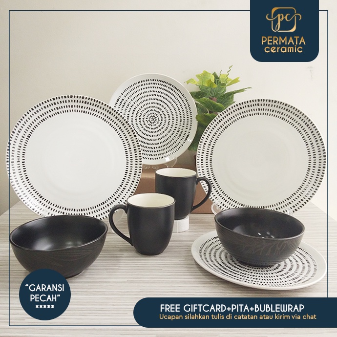 Jual Dinner Set Piring Makan Noir Murah 8 Pcs | Piring Makan Keramik ...