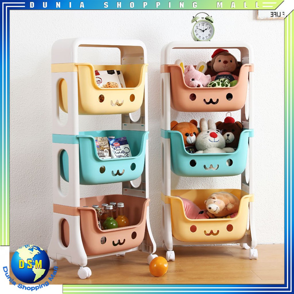 DSM RAK RODA 3 SUSUN TEMPAT PENYIMPANAN MAINAN ANAK RAK 3 TINGKAT ...