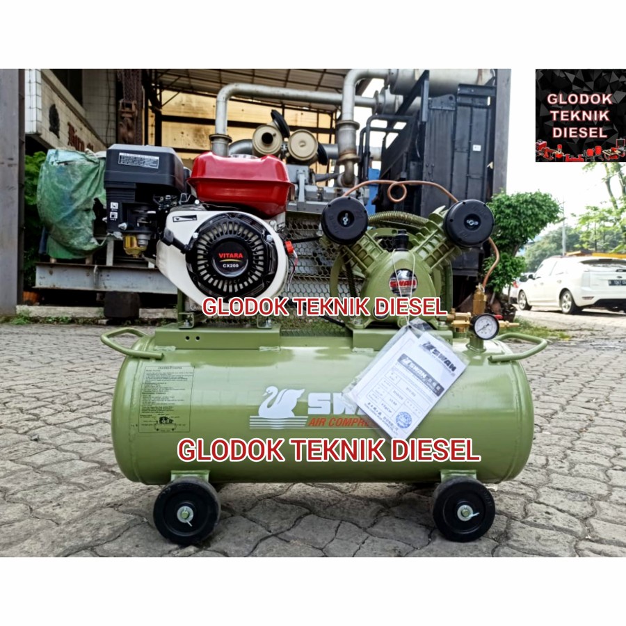 Jual Kompresor Swan 1/2 HP + Penggerak Bensin 0.5 HP Air Compressor 212 ...