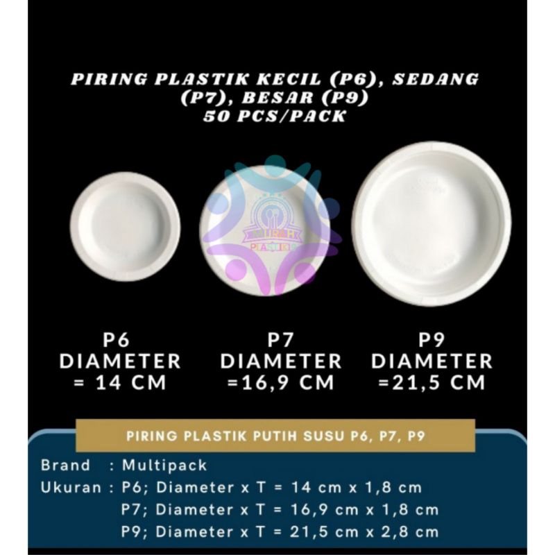 Jual PIRING PLASTIK SEDANG UKURAN 7 INCH 7 IN WARNA PUTIH SUSU ISI 50 ...