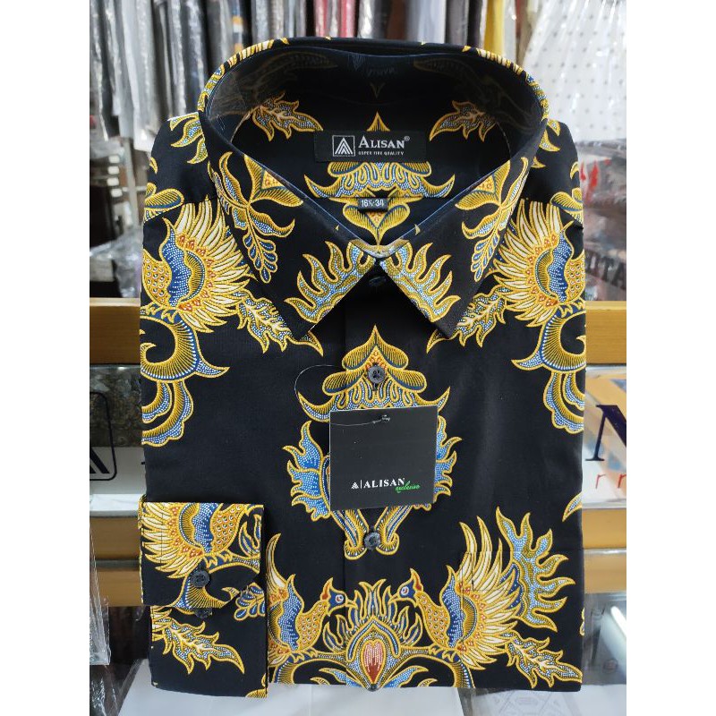 Jual BATIK ALISAN TANGAN PANJANG BIG SIZE 16.5 | Shopee Indonesia