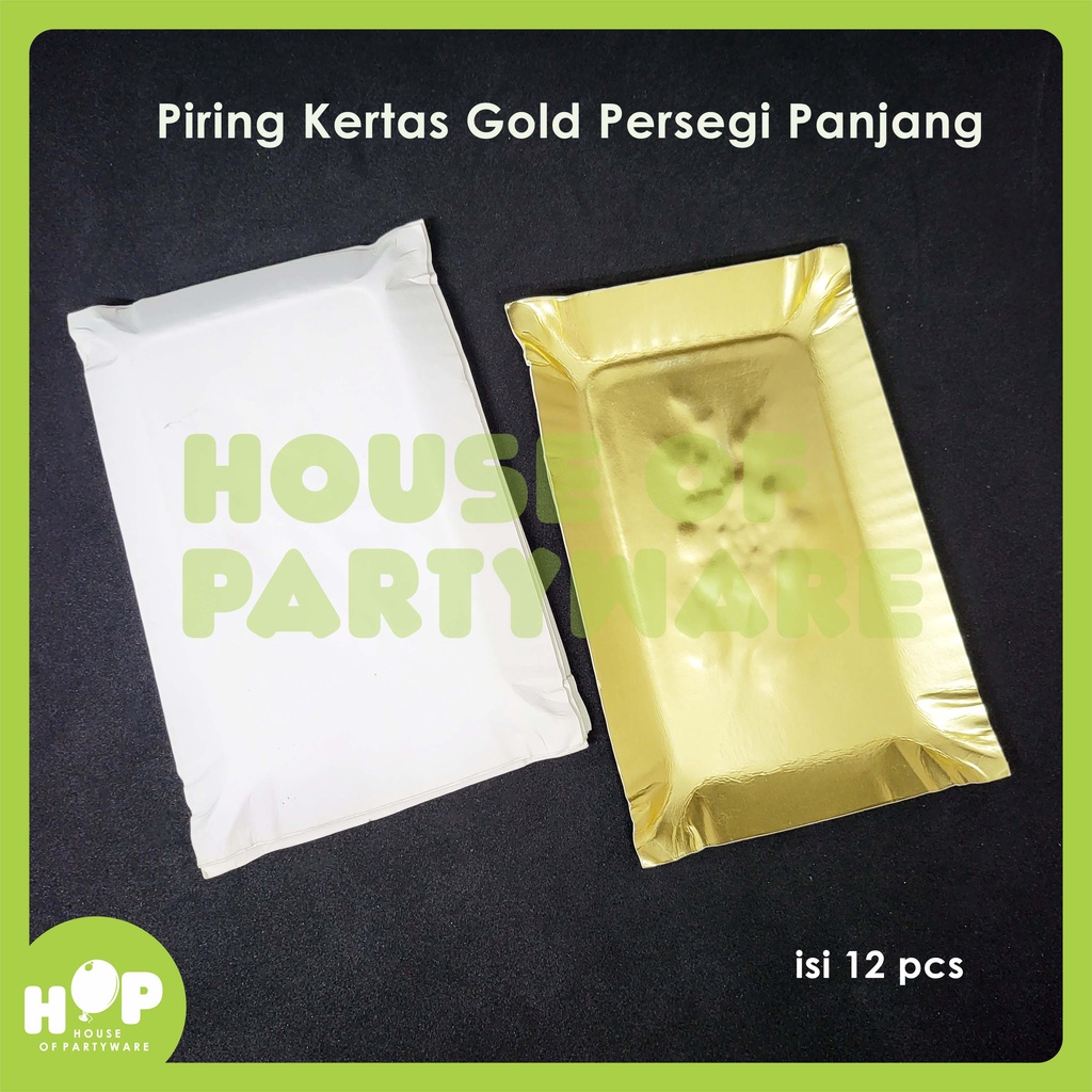 Jual Piring Kue Kertas Emas / Gold / Paper Plate Persegi Panjang | Shopee Indonesia