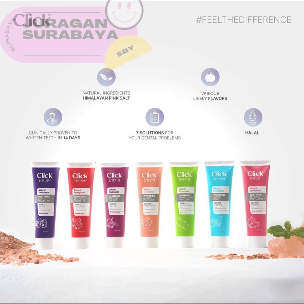 Jual Pasta Gigi Odol CLICK Natural Toothpaste Whitening All Variant 100 ...