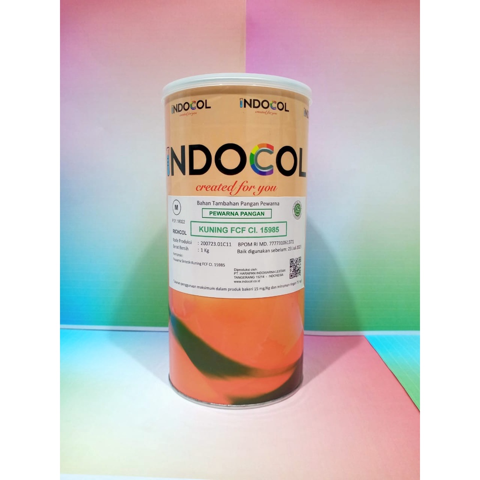 Jual Pewarna Makanan INDOCOL ORIGINAL KUNING FCF (SUNSET YELLOW) CI ...