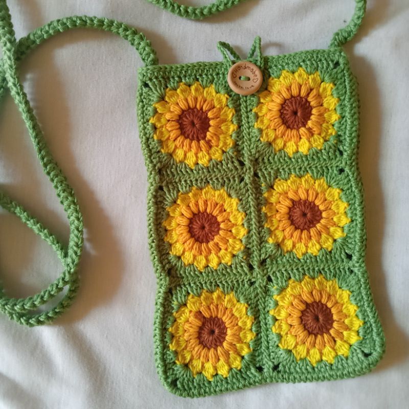 Jual Tas Selempang Rajut Handmade Bunga Matahari Sling Bag | Shopee ...