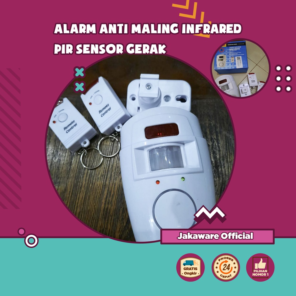 Jual ALARM ANTI MALING INFRARED PIR SENSOR GERAK 2 REMOTE GARASI KANTOR ...