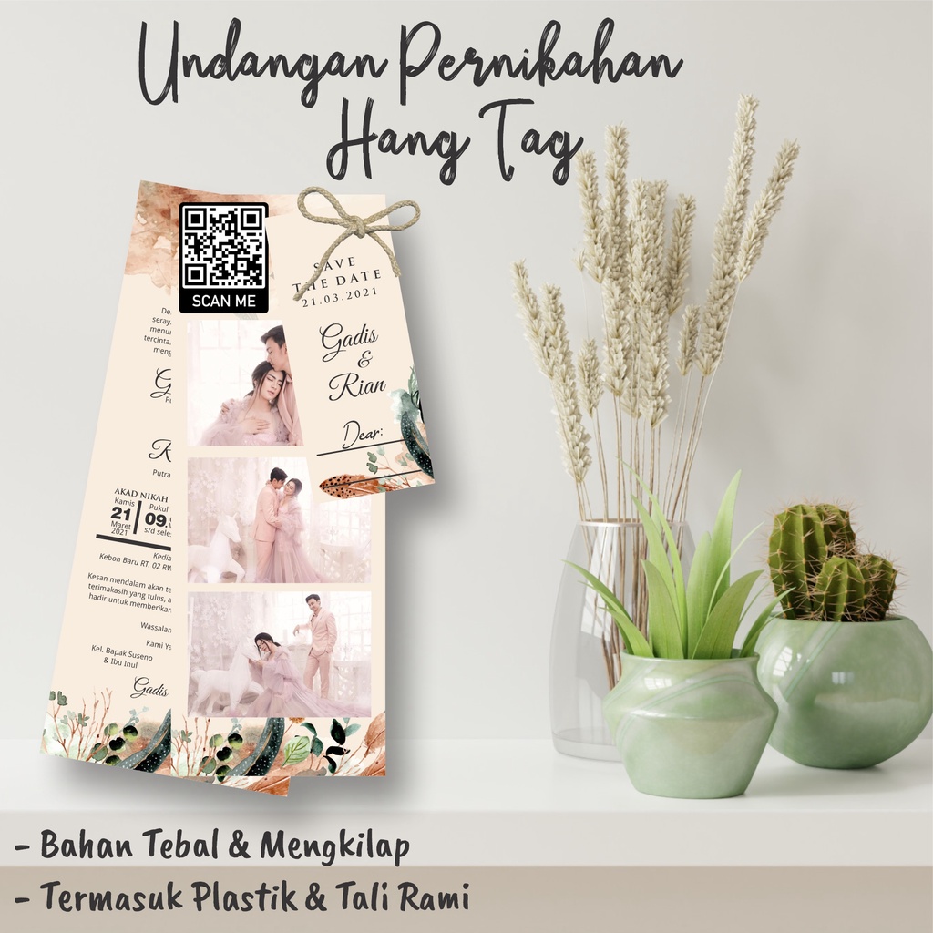 Jual Undangan Pernikahan Hang Tag Tali Rami Minimalis Murah Modern ...