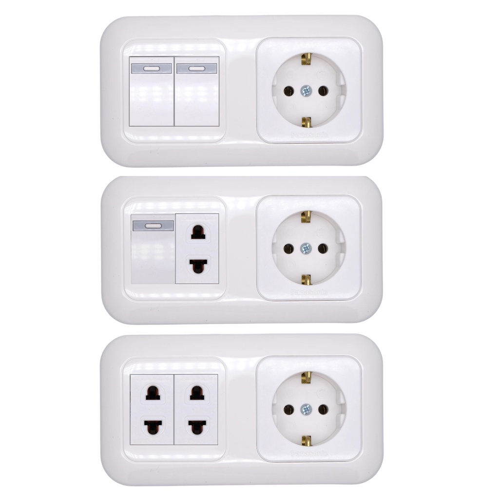 Jual Panasonic WEJ Stop Kontak Arde + 2 Gang 2 Way Saklar Stop Kontak ...