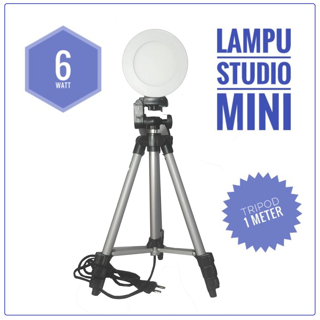 Jual Lampu Lighting Foto Studio Mini 6 Watt BULAT - Tripod 1 meter ...