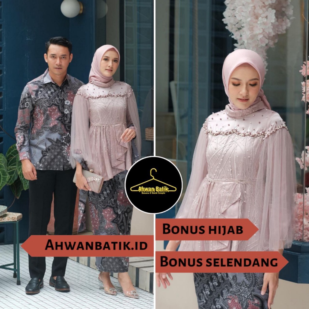 Jual Kebaya Batik Couple Vanilla Rose BONUS HIJAB Kebaya Wisuda Kebaya ...