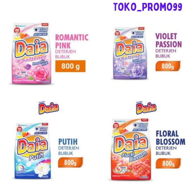 Jual Daia 800 gram Detergen Bubuk semua varian (tanpa piring) | Shopee Indonesia