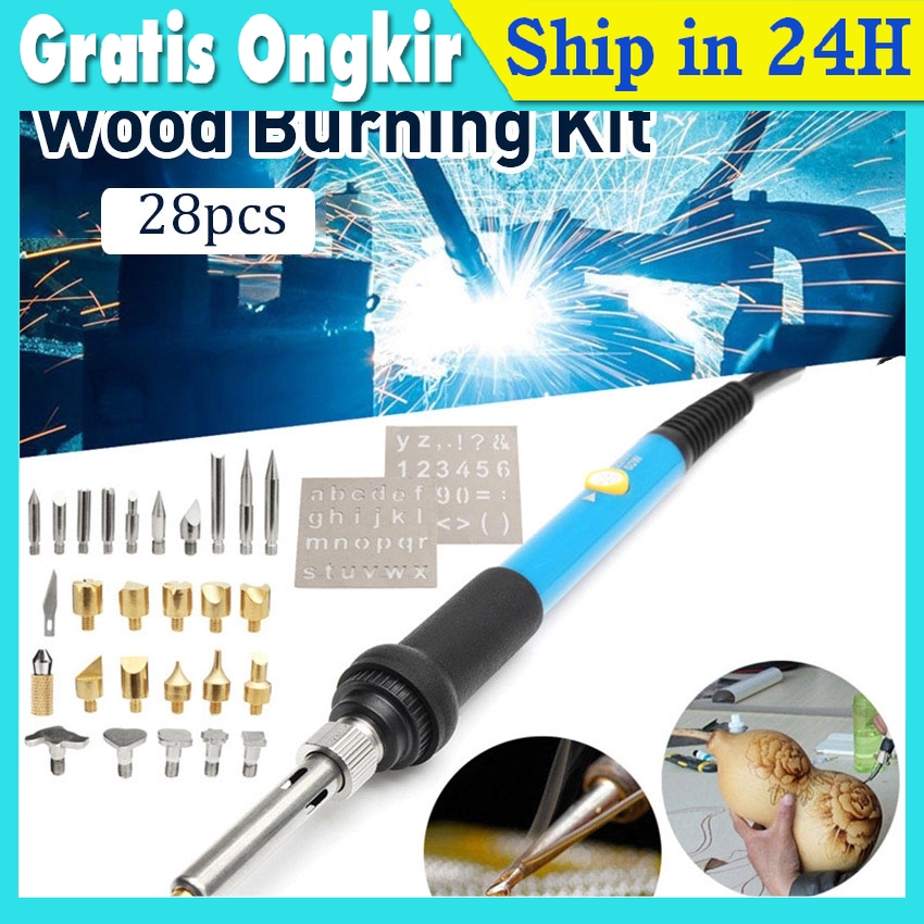 Jual 28 in 1 Wood Burning Pen Solder Alat Lukis Bakar Pyrography Set ...