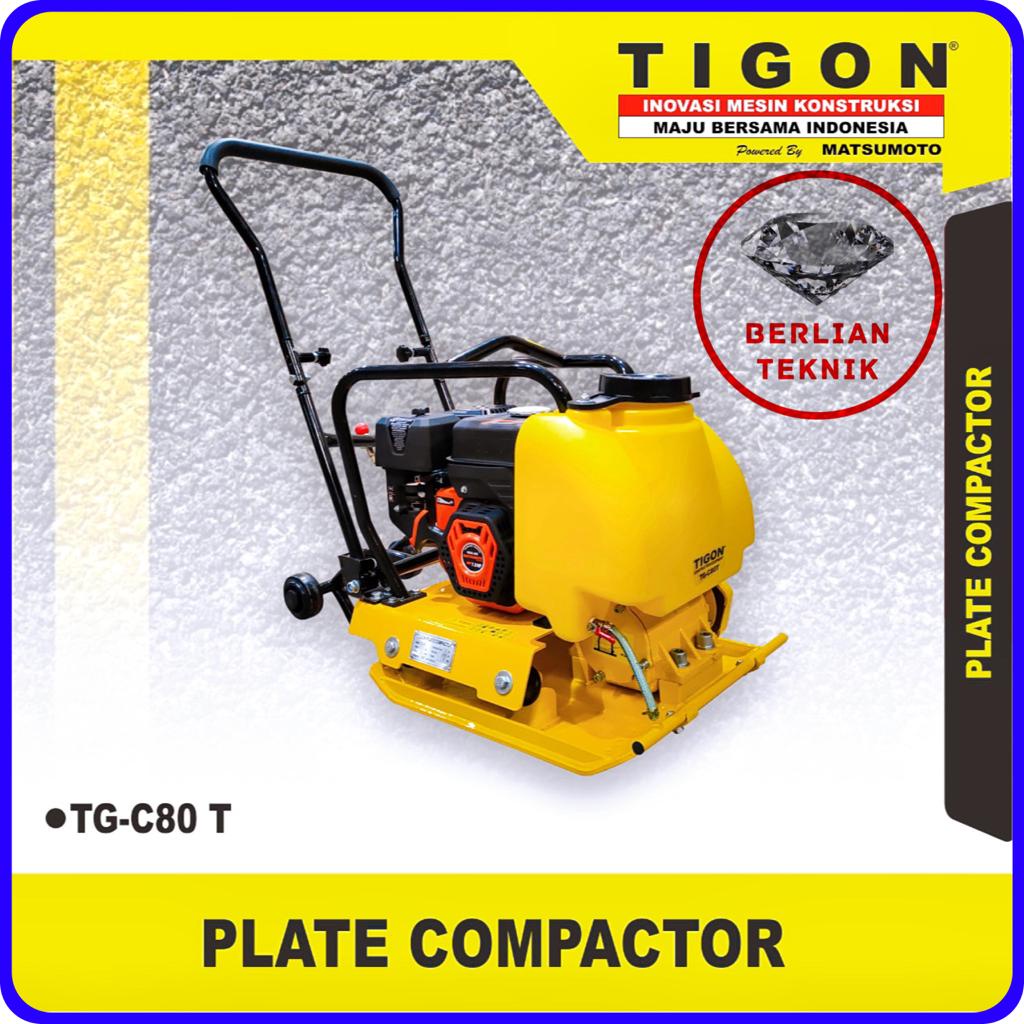 Jual Plate Compactor Stamper Kodok Tigon TG-C80T + Mesin Bensin 7 HP ...