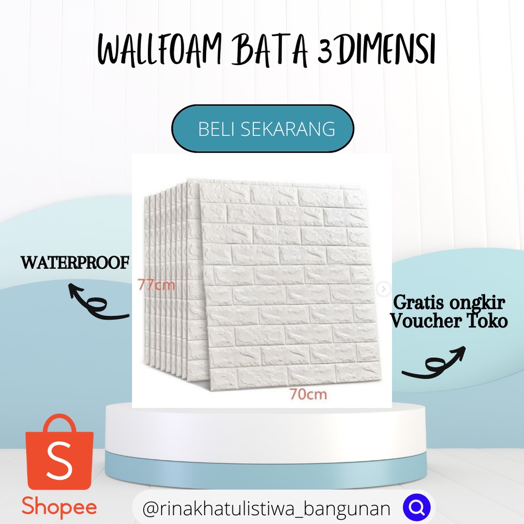 Jual WALLPAPER FOAM WALLPAPER DINDING WALLFOAM 3D BATU BATA 70X77CM ...