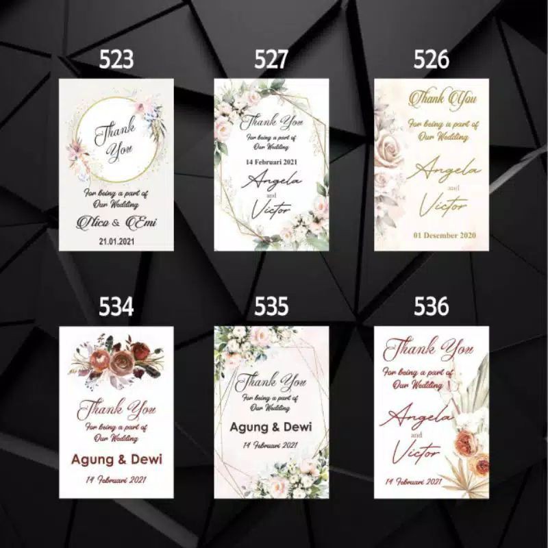 Jual (100 pcs) Kartu ucapan Terima Kasih / Kartu Souvenir /Thank you ...