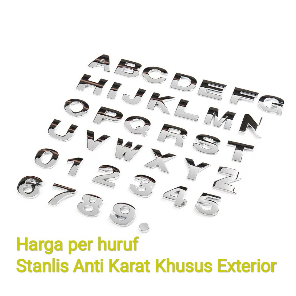 Jual Emblem Huruf Alphabet Metal Stanlis Steel Anti Karat 2.5cm ...