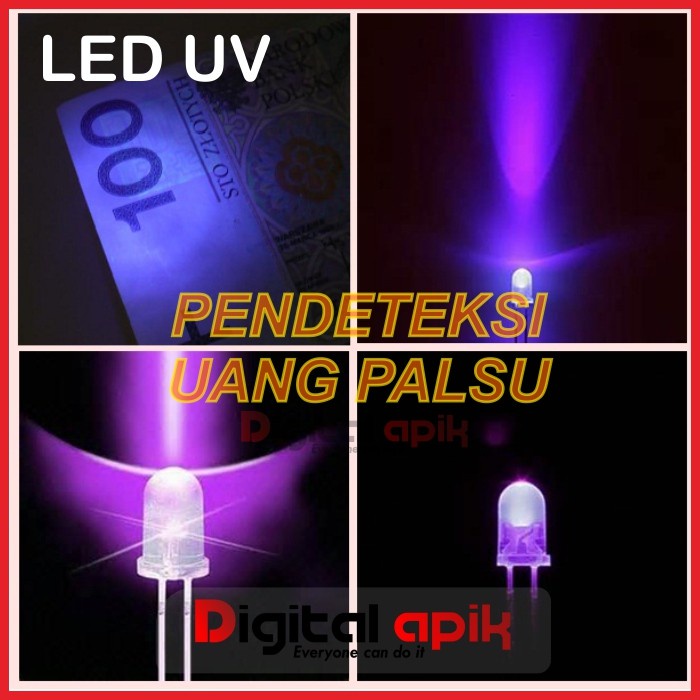 Jual Lampu LED Sinar UV 5mm PCB Ungu Ultraviolet Detector Uang Palsu 5 ...