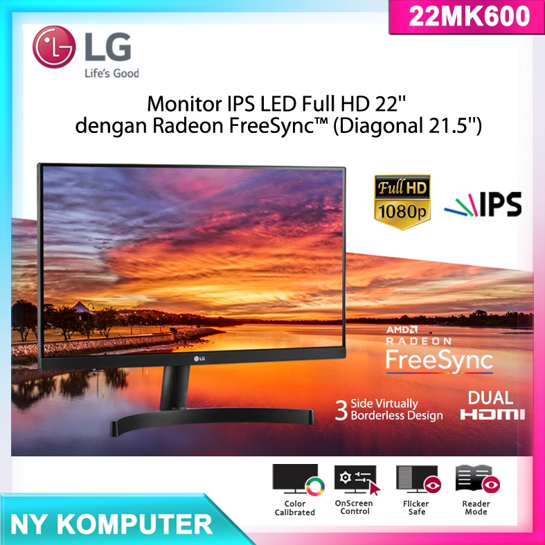 Jual Monitor LED IPS LG 22 Inch 22MK600 HDMI 5ms 75hz Freesync ...