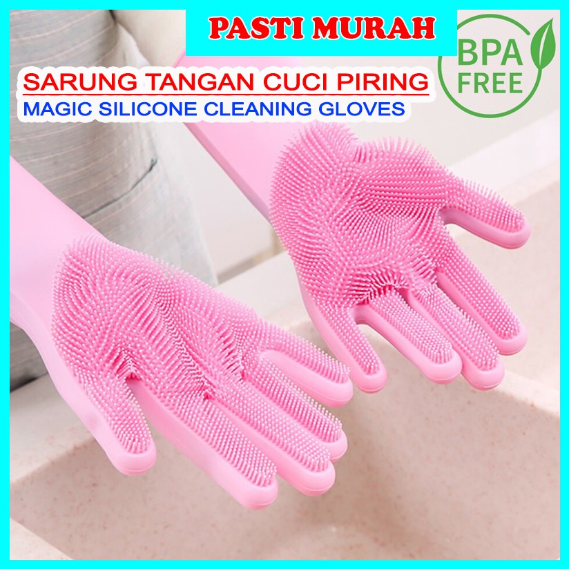 Jual [SILICON] SARUNG TANGAN CUCI PIRING MAGIC SILICON CLEANING GLOVES ...