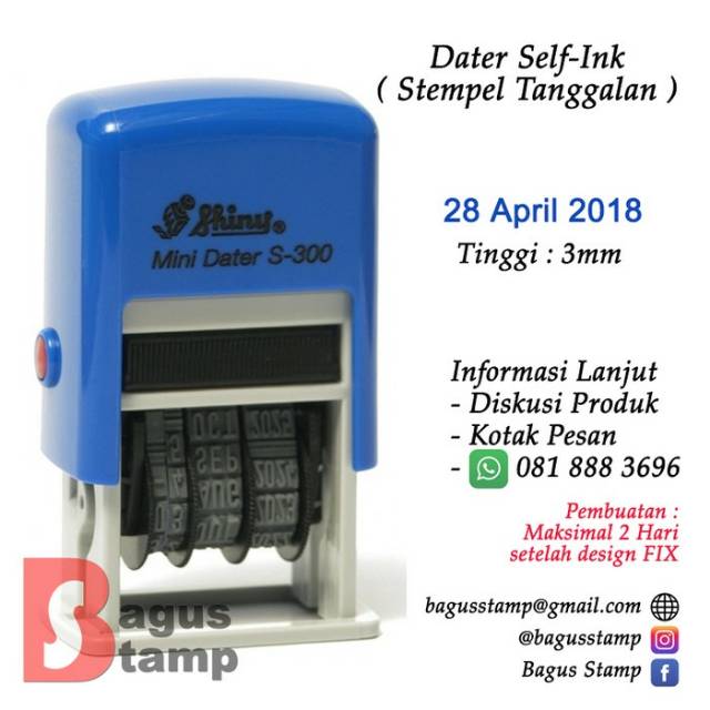 Stempel Tanggal / Dater Otomatis Shiny S300 S 300 ( Mini Dater Stamp ...