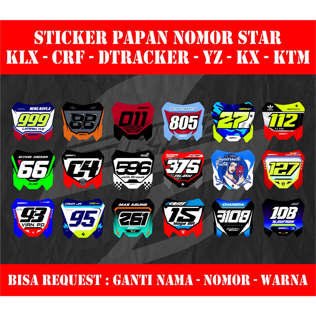 Jual STICKER PAPAN NOMOR STAR / PAPAN STAR / STICKER NOMOR STAR / KLX ...