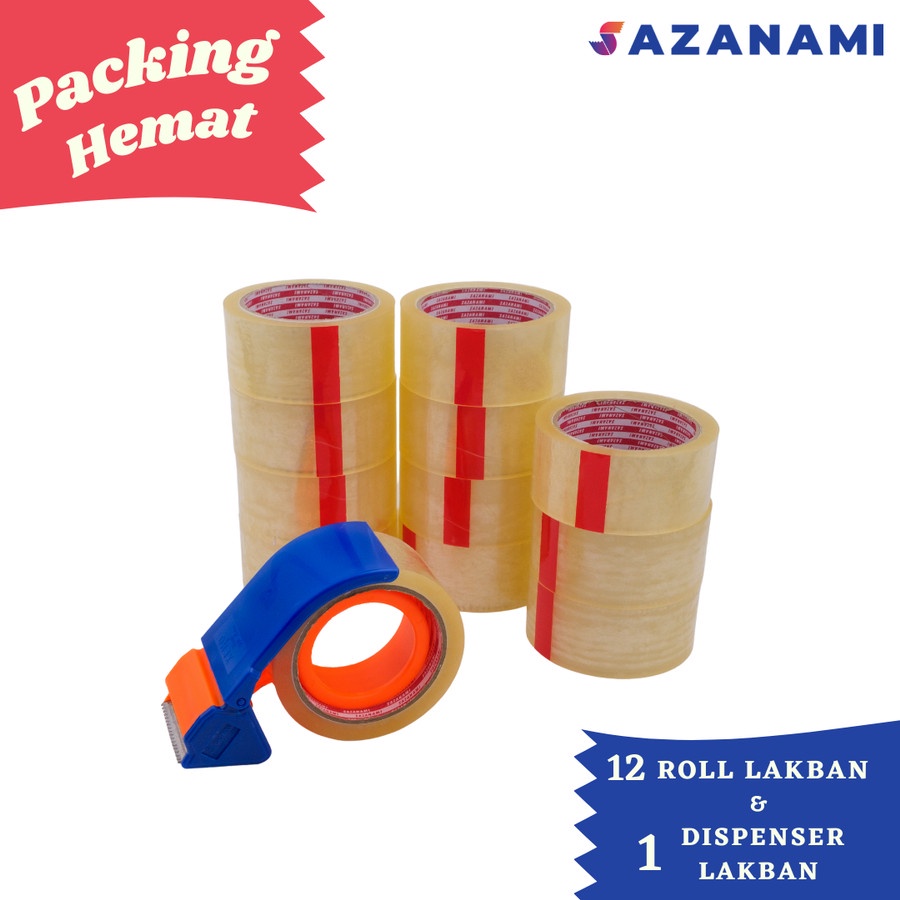 Jual PACKING HEMAT 2A 12 ROLL LAKBAN BENING 45MM X 80Y + DISPENSER ...