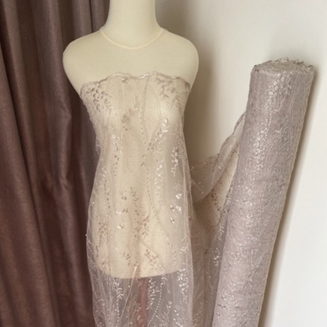Jual Bahan Kain Bahan Kebaya Brokat Tile Akar Mutiara Glitter Mahogany ...