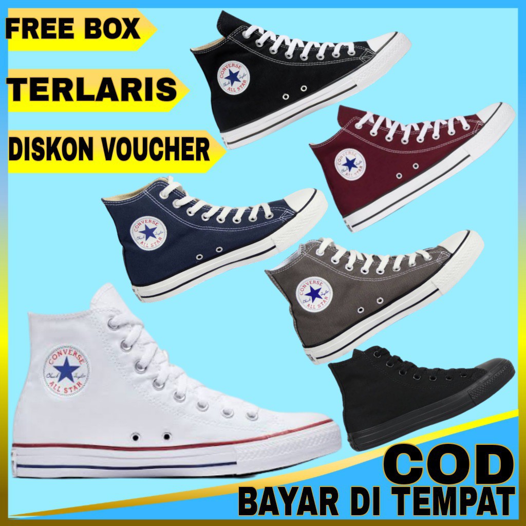 Sepatu converse putih tinggi all star high bahan canvas untuk cewe ...