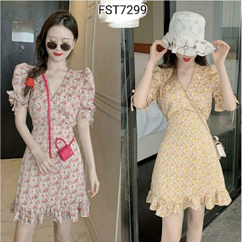 Jual Minnie A Shape Short Dress FST7299/ Korean Mini Dress Mid Sleeves ...