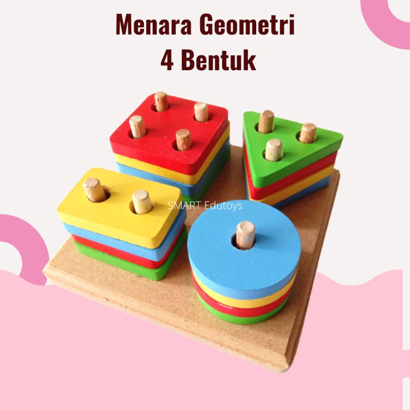 Jual Menara Geometri 4 Mainan Balok Edukasi Anak 2 Tahun | Shopee Indonesia