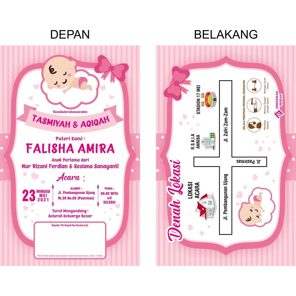 Jual Udangan Tasmiyah/ Undangan Aqiqah /Undangan Acara | Shopee Indonesia