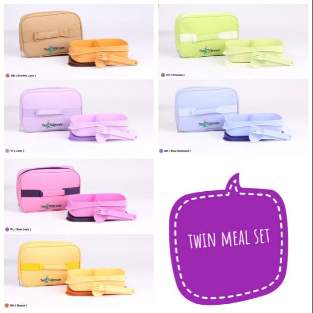 Jual Twin Meal Set Twin Tulipware Kotak Makan 2 Sekat | Shopee Indonesia