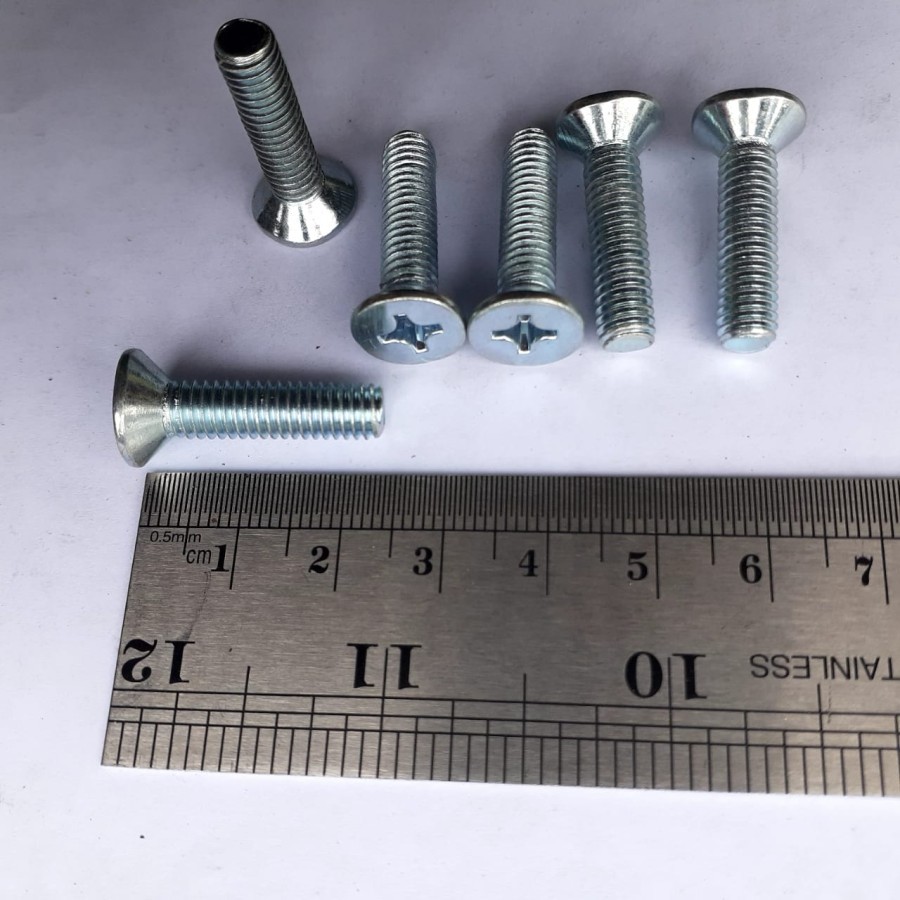 Jual BAUT JF M5X25 FLAT HEAD M5 X 25 PANJANG 2,5CM 2,5 CM 5X25 5 X 25 MM OBENG PLUS SEKRUP MESIN ...