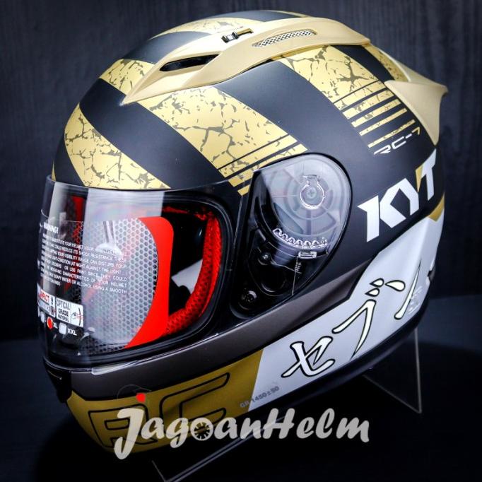 Jual KYT HELM RC SEVEN #17 | BLACK MATT GOLD | RCSEVEN FULLFACE RC7 ...