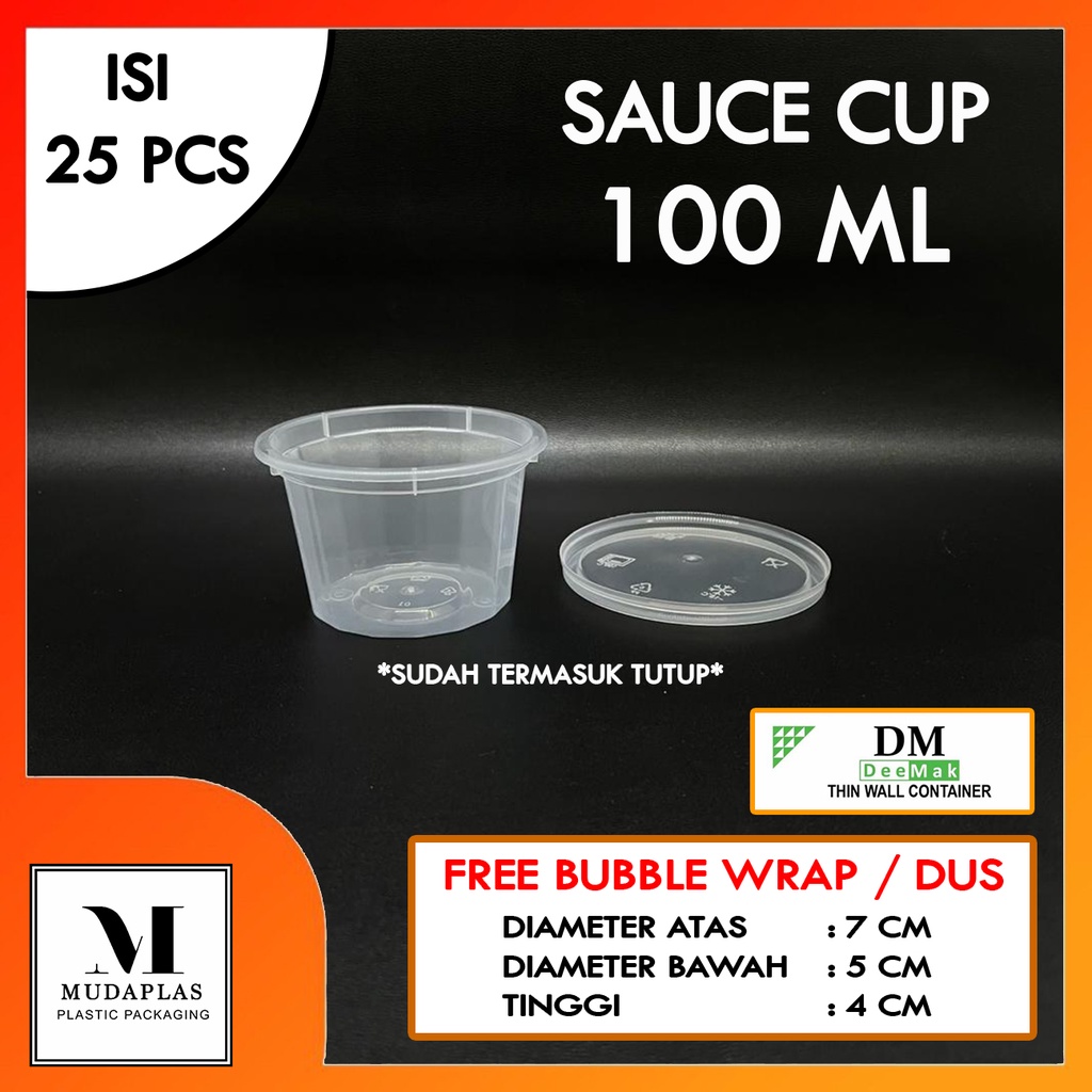Jual Sauce Cup 100 ml isi 25 pcs Tempat Saos Saus Sambal Plastik Container | Shopee Indonesia
