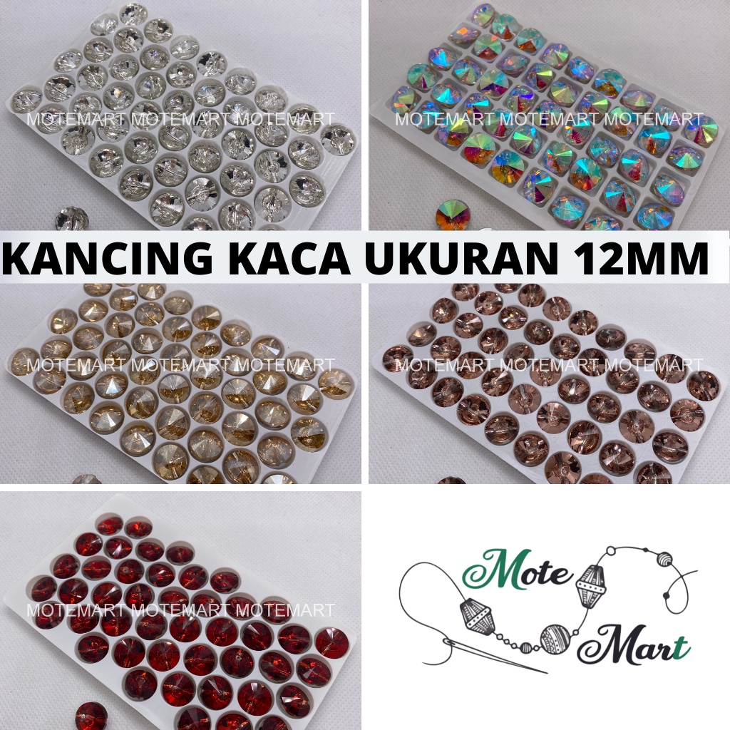 Jual Kancing Kaca Bulat Lingkaran ukuran 12mm Putih Merah Emas Gold ...