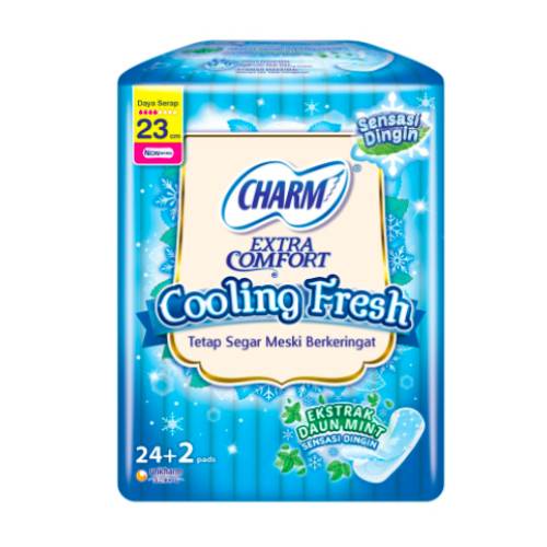 Jual Charm Extra Comfort Pembalut Wanita Cooling Fresh Non Wing 23cm 2 ...