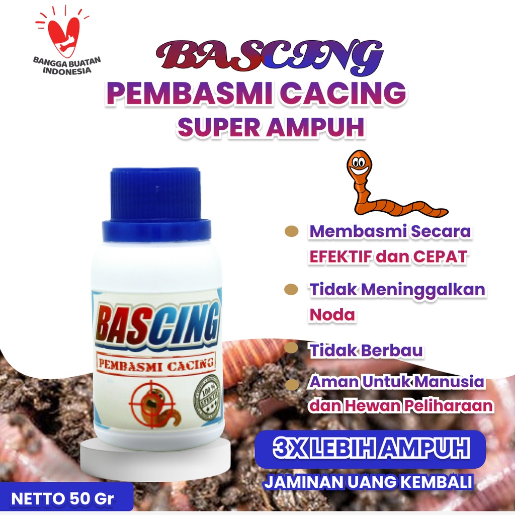 Jual Pembasmi Cacing Kamar Mandi Tanaman Bascing Super Ampuh 50 Gram ...