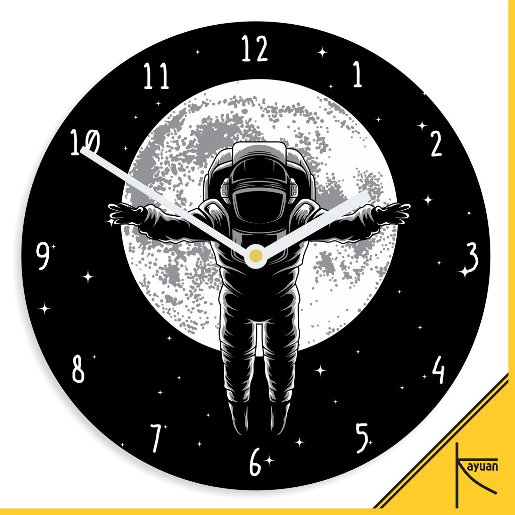 Jam Dinding Kayu Motif Luar Angkasa Home Decor Astronout Aesthetic - On ...