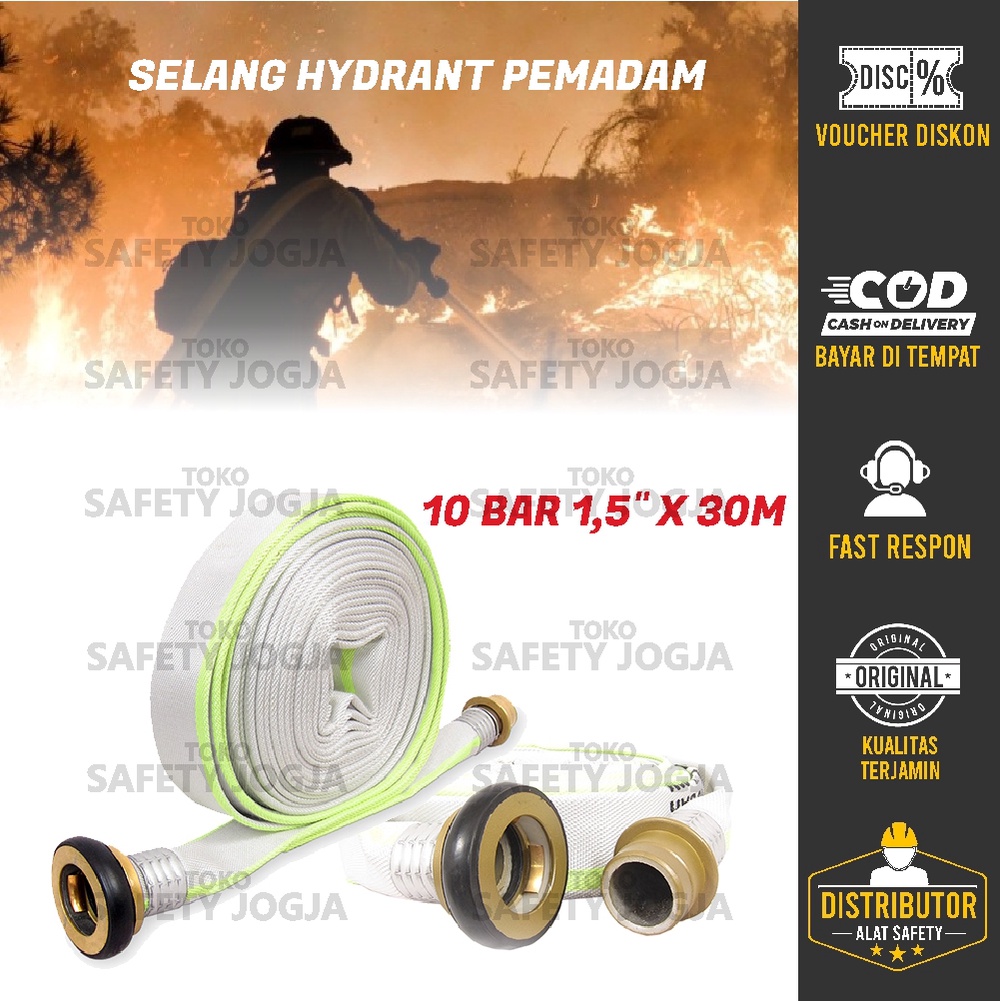 Jual Selang Hydrant Pemadam 10 bar 1.5" x 30 Meter Coupling Machino ...