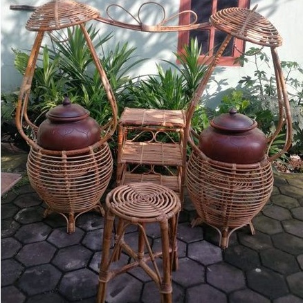 Jual Pikulan angkringan dawet GERAISURYA keranjang kerodong rotan set ...